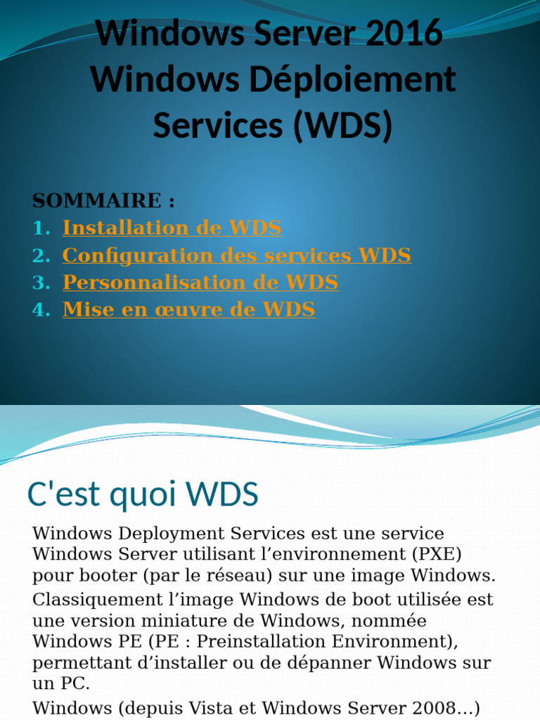 Rapport WDS | PDF | Serveur (Informatique) | Microsoft Windows