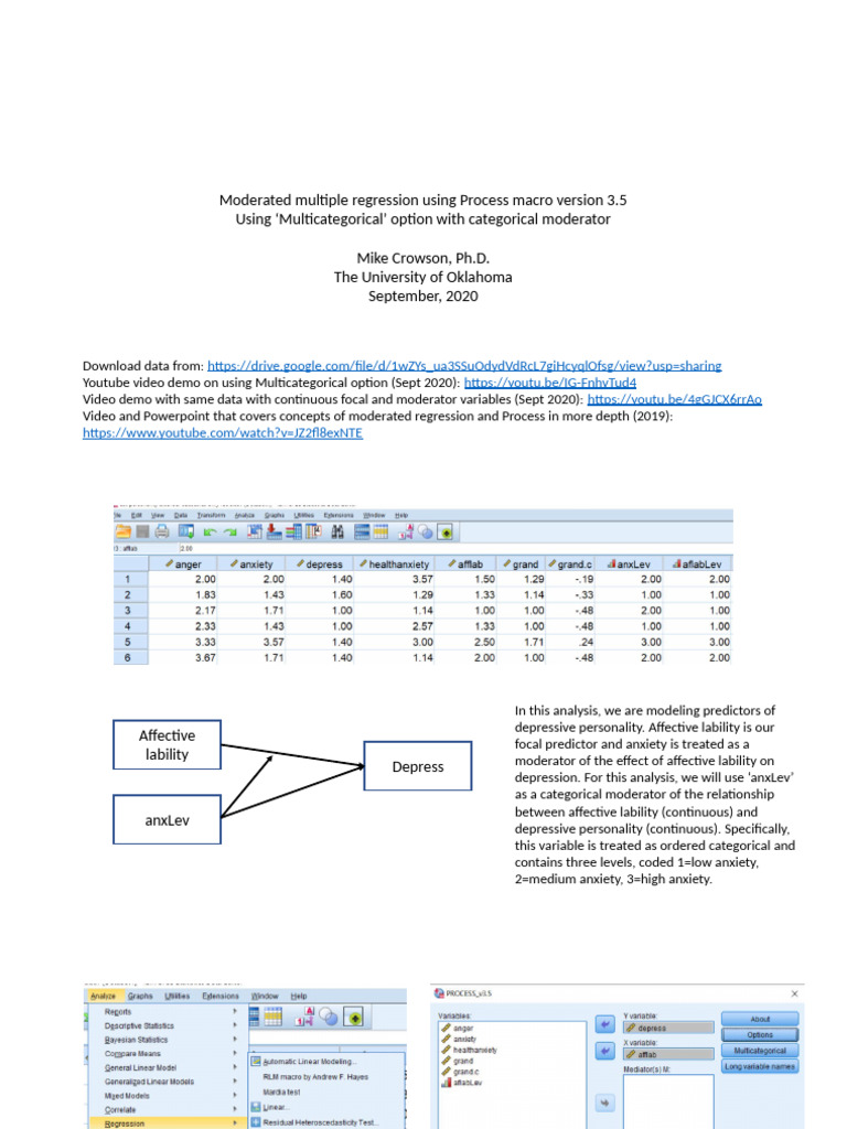 Moderated Multiple Regression Using Process 'Multicategorical' Option With Categorical Moderator ...