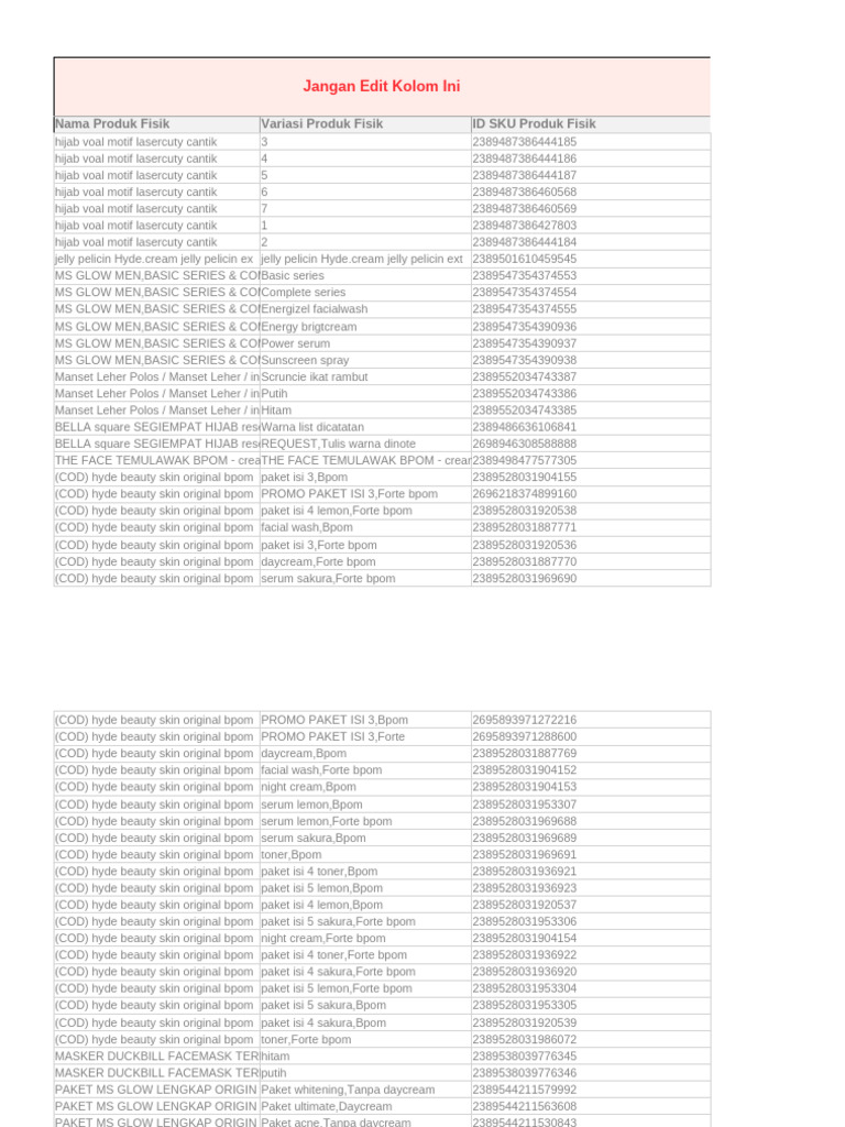 Update Perkiraan Harga 20240812 1412 | PDF | Dermatology | Skin
