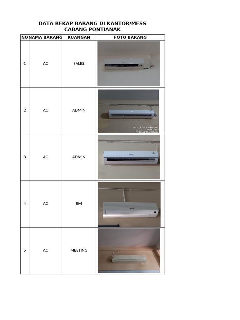 Contoh Rekap Data Kantor Sewa | PDF