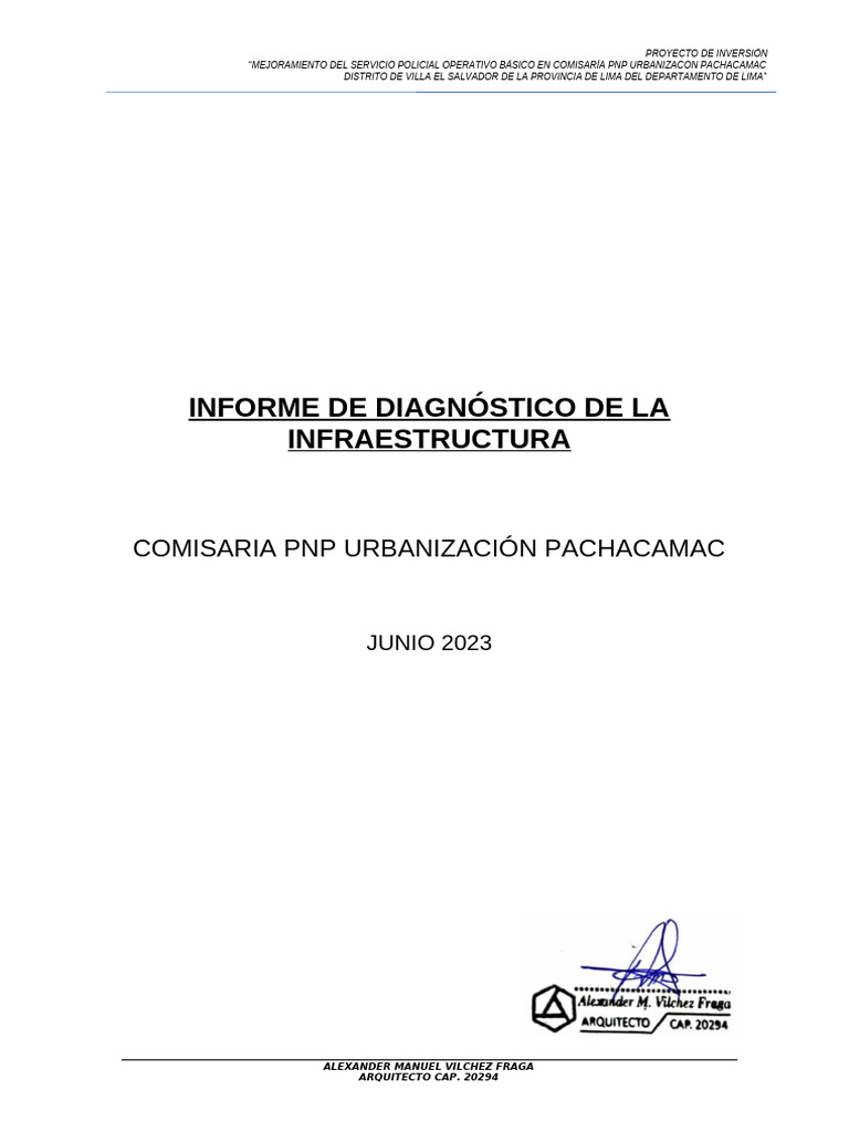 Informe de Diagnóstico de Infraestructura - Co Urb Pachacamac | PDF | Lima | edificio