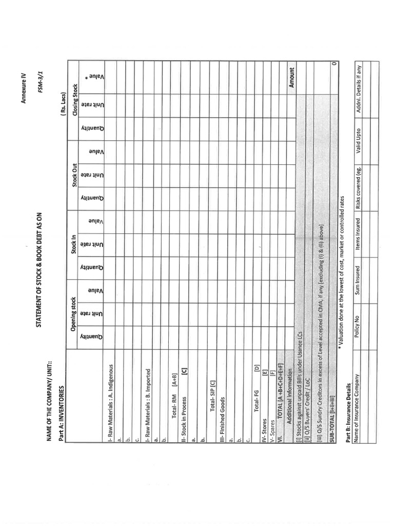 Stock Statement Format | PDF