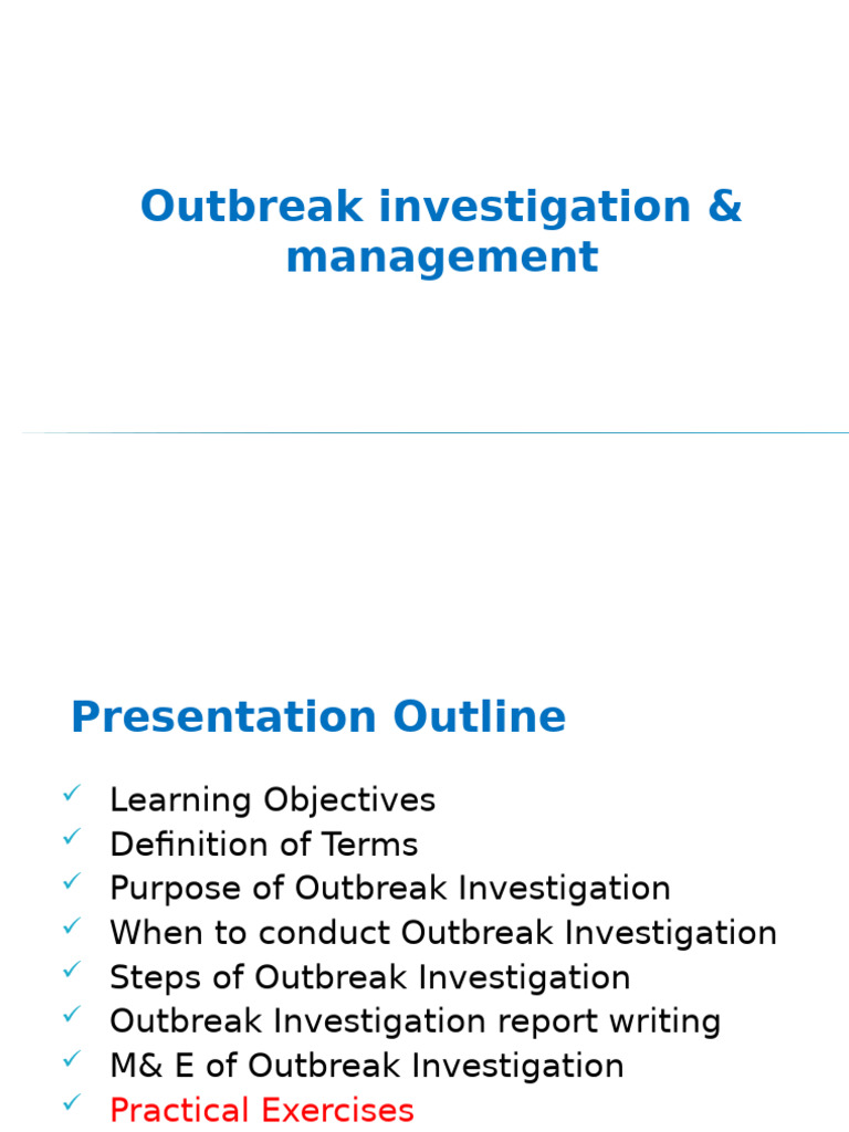 Outbreak Investigation I | PDF | Epidemics | Medical Diagnosis