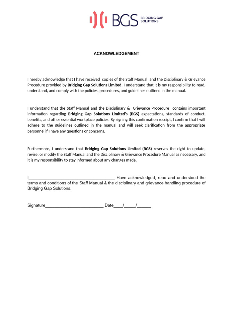 Acknowledgement Form | PDF