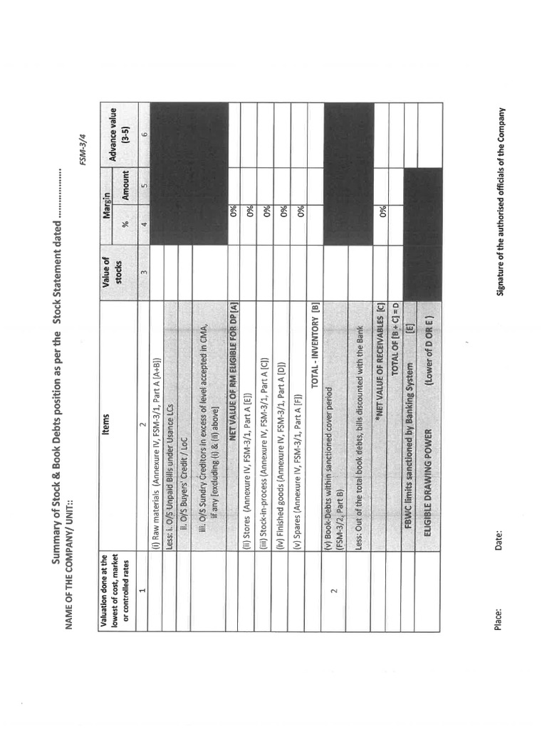 Stock Statement Format-1-5-4 | PDF