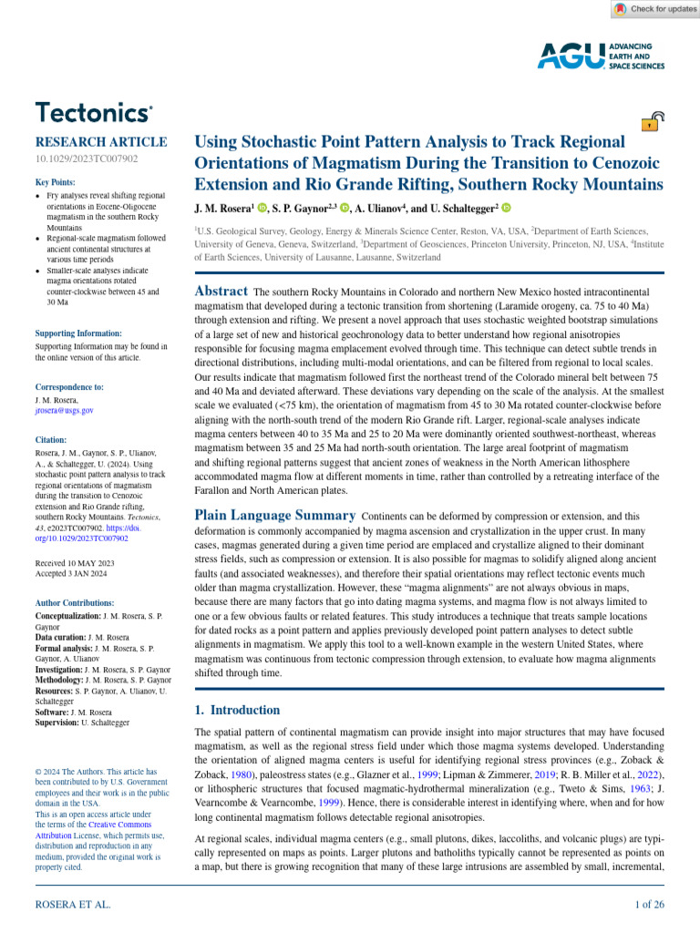 Tectonics - 2024 - Rosera - Using Stochastic Point Pattern Analysis To ...