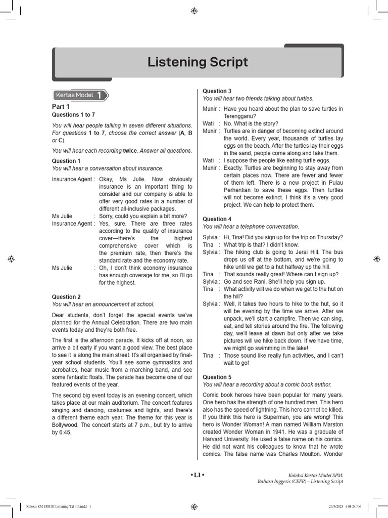 Koleksi KM SPM BI Listening Text | PDF | Online Shopping | Healthy Diet
