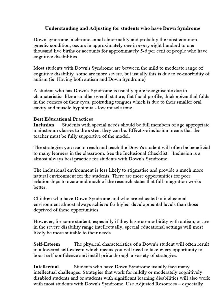 Down Syndrome | PDF | Learning | Down Syndrome