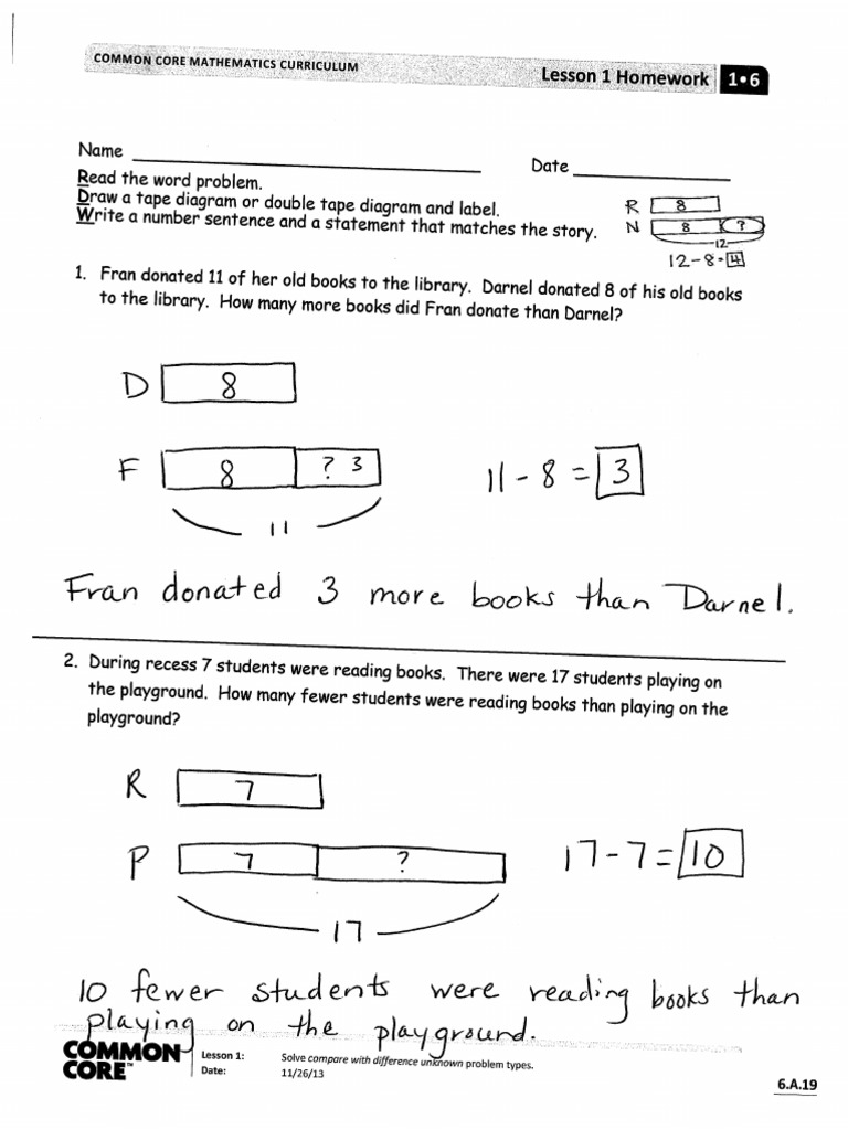 Grade 1 Module 6 HW Answer Keys | PDF