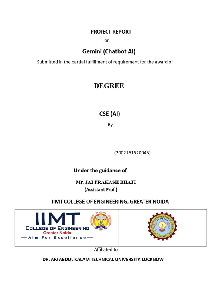 Gemini AI Project Report | PDF | Artificial Intelligence | Intelligence ...
