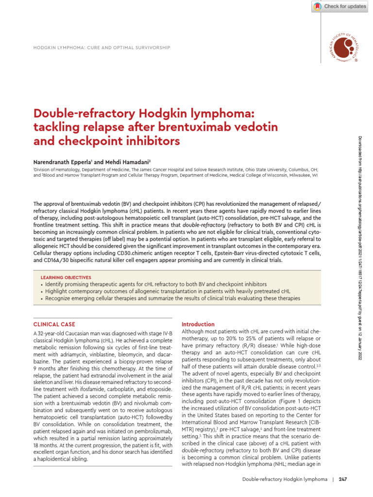 Double-Refractory Hodgkin Lymphoma | PDF | Lymphoma | Hematopoietic ...