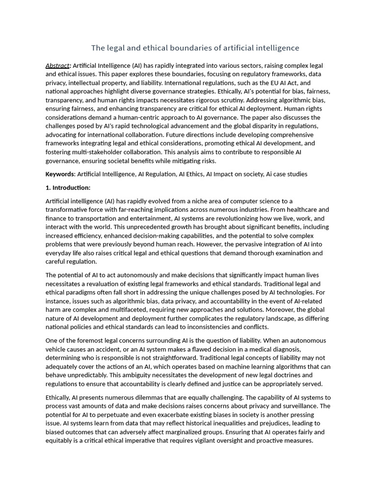 The Legal and Ethical Boundaries of Artificial Intelligence | PDF ... The Legal and Ethical Boundaries of Artificial Intelligence | PDF ...