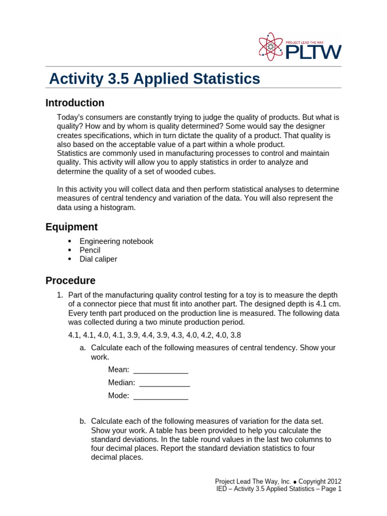 A3 5 AppliedStatistics1 | PDF | Standard Deviation | Statistics