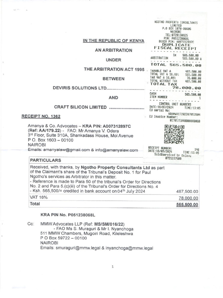 1362.deviris - depositNo.1.Receipt&ETR 3 | PDF