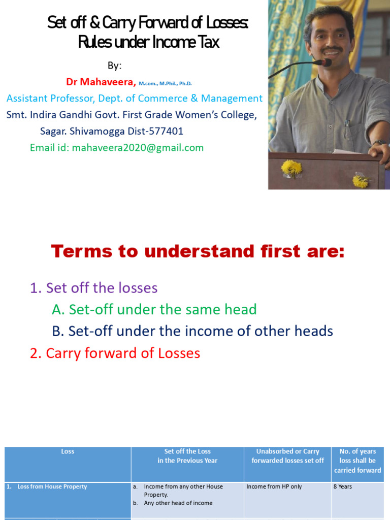 Set Off & Carry Forward of Losses | PDF | Capital Gain | Income