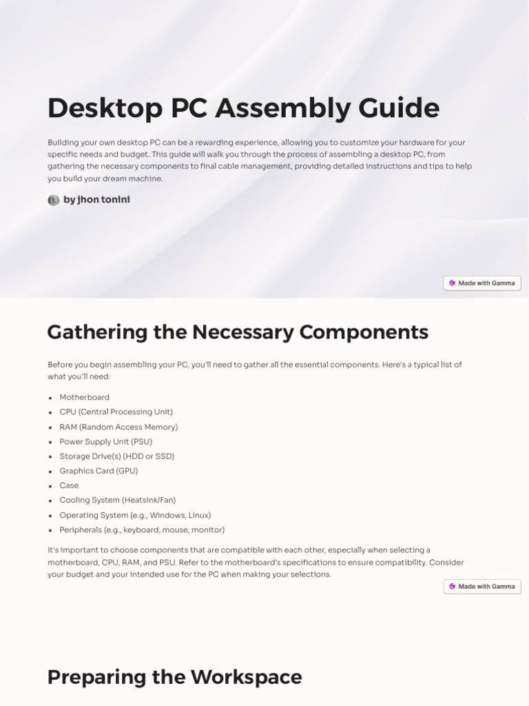 Desktop-PC-Assembly-Guide | PDF | Personal Computers | Desktop Computer