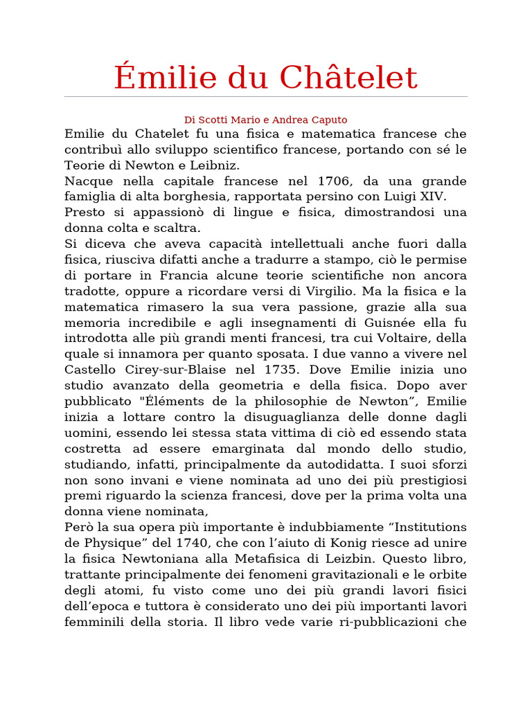 Émilie Du Châtelet | PDF