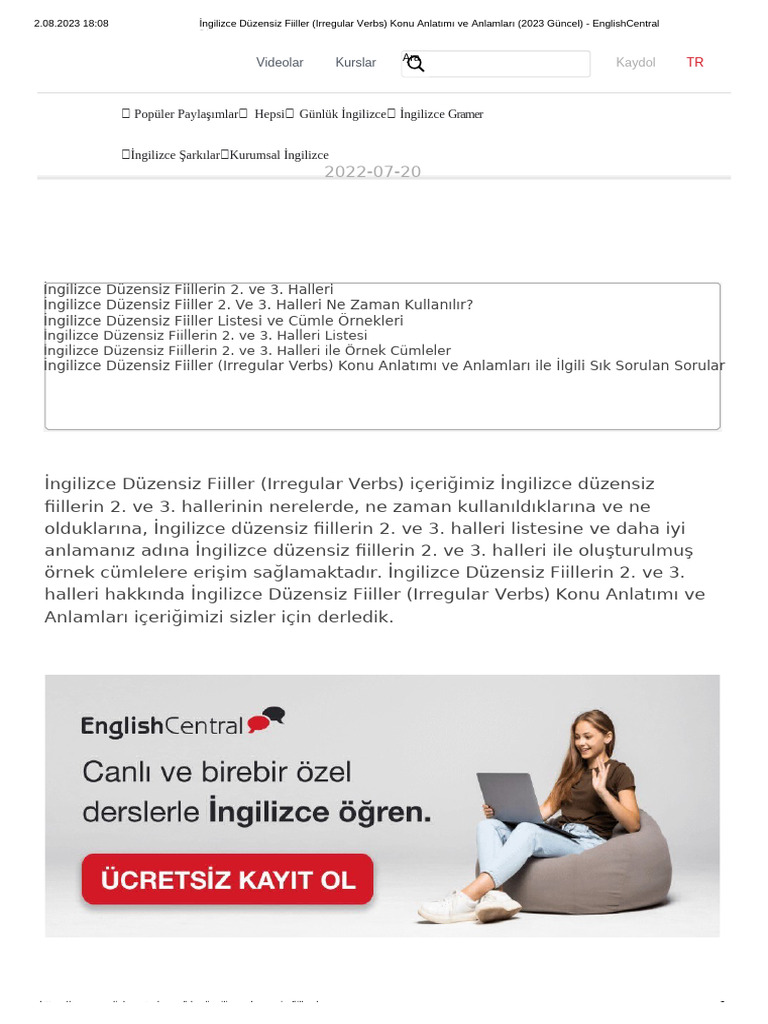 Ingilizce Irregular | PDF