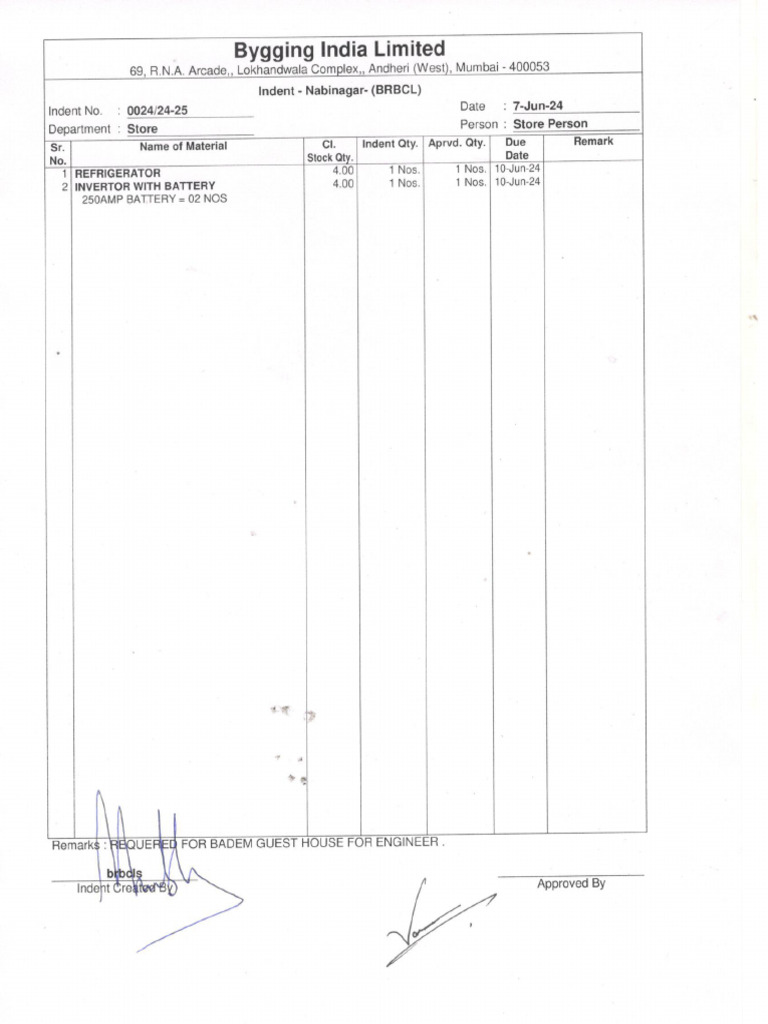 Indent No - 24 | PDF