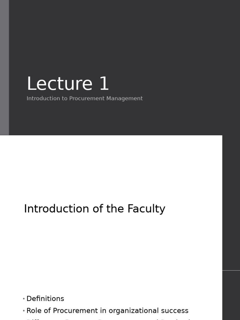 Lecture 1 - Introduction | PDF | Procurement | Supply Chain