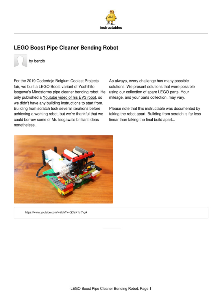 LEGO-Boost-Pipe-Cleaner-Bending-Robot | PDF | Gear | Axle