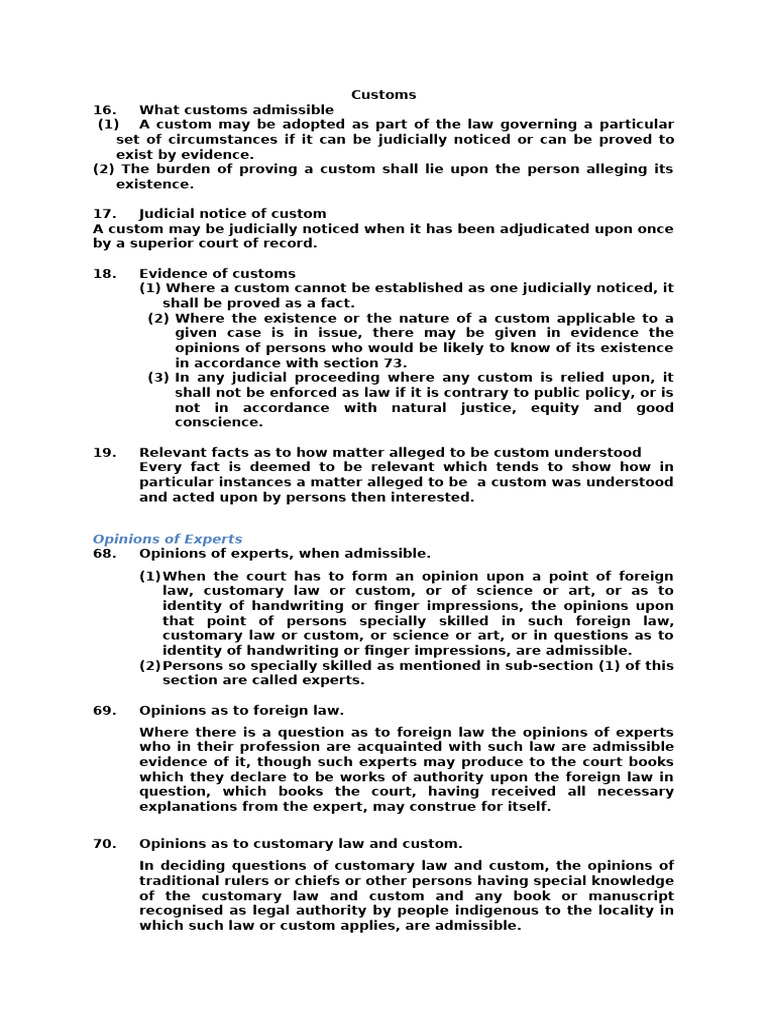 Understanding Customs in Law | PDF | Judicial Notice | Evidence