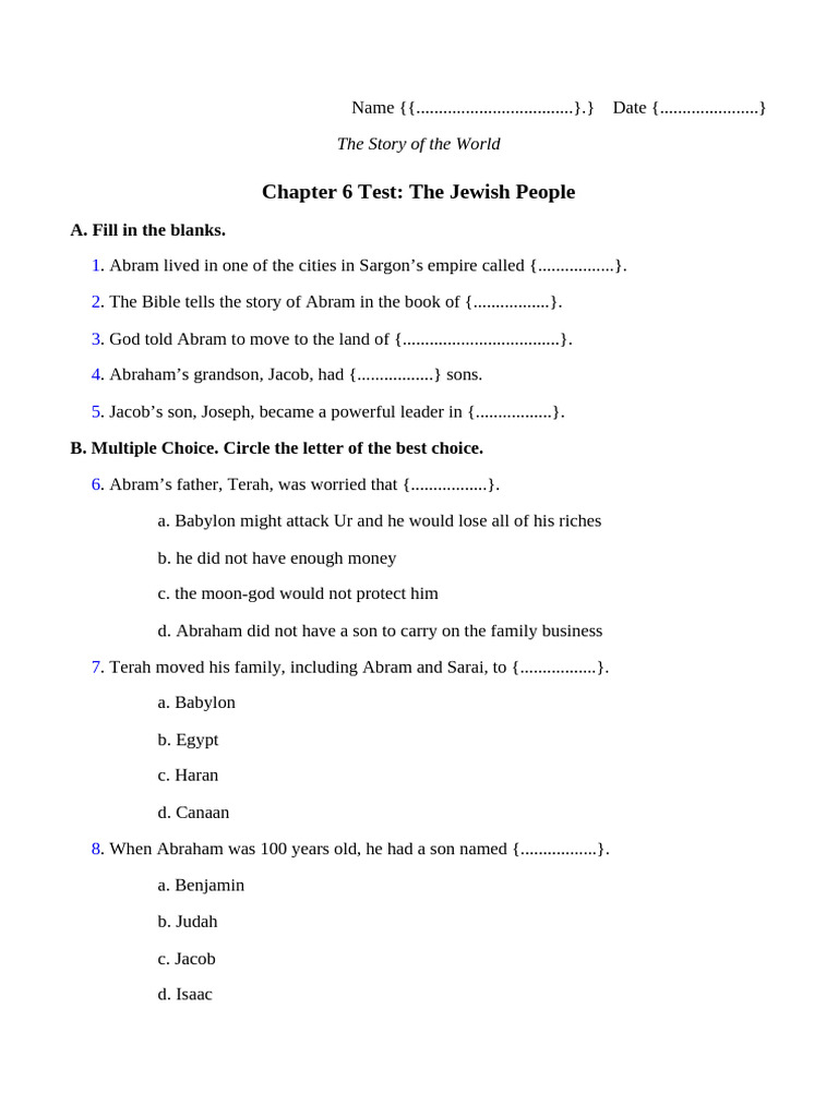 Chapter 6 Review | PDF | Abraham | Jacob