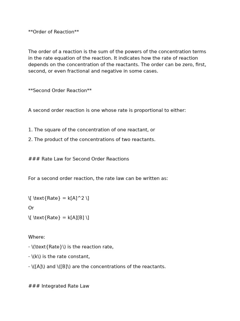 2nd Order Rxn | PDF | Reaction Rate | Process Engineering