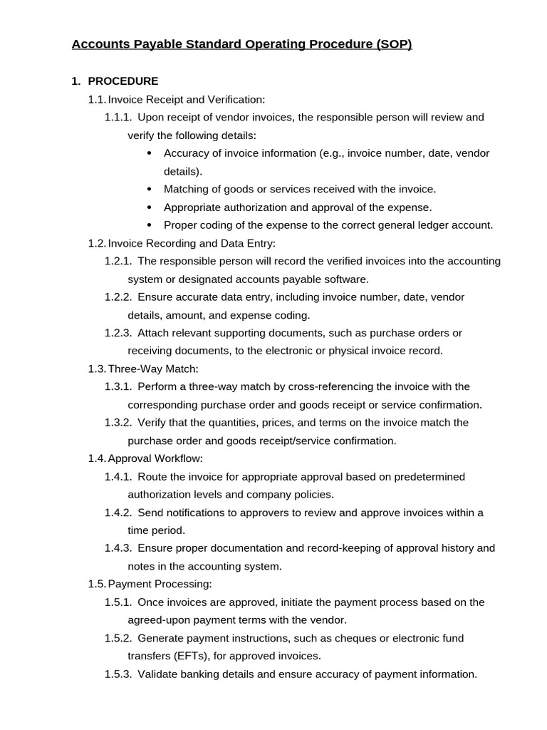 Sop Ap | PDF | Accounts Payable | Invoice