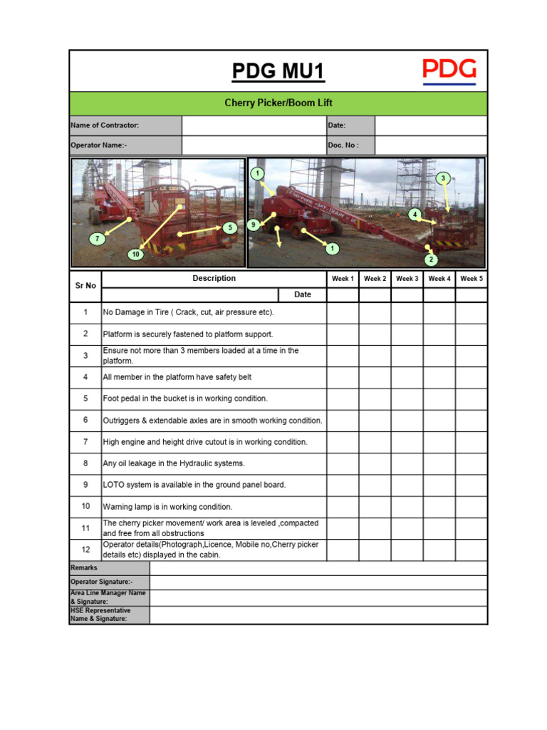Boom Lift Checklist | PDF