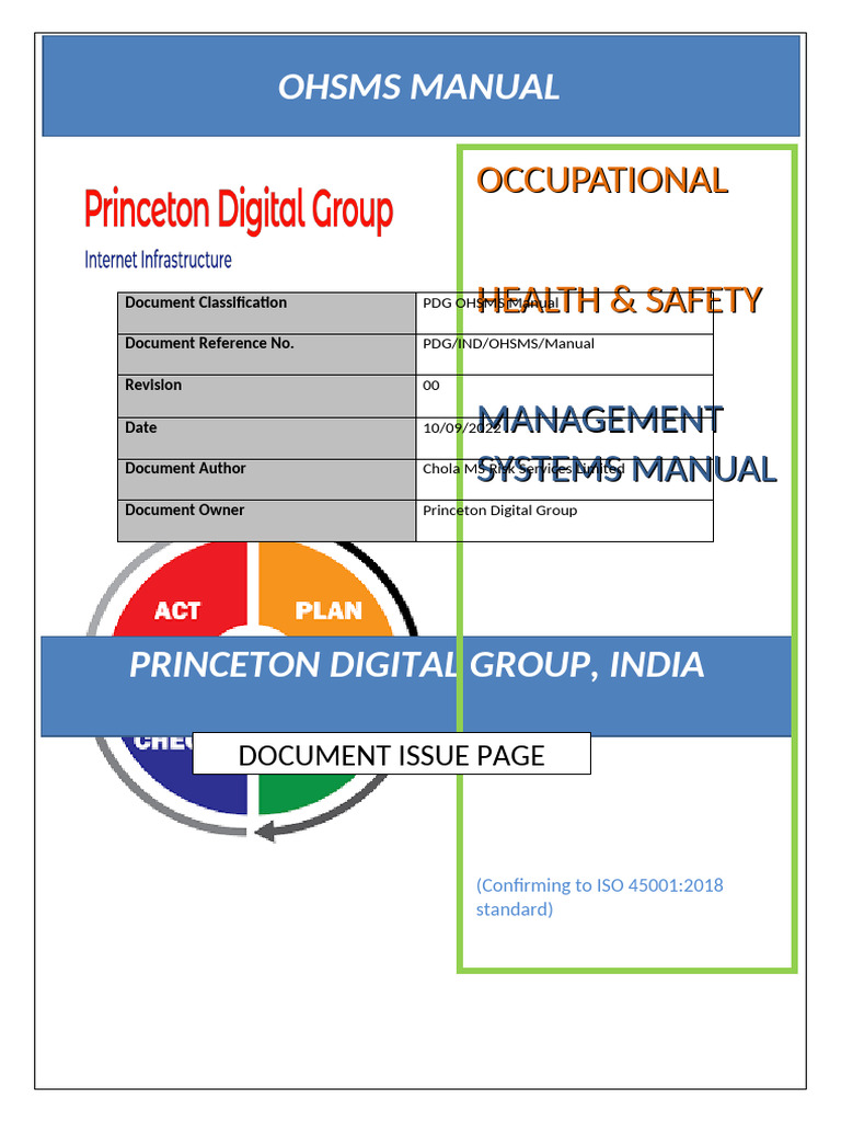 PDG-IND-OHSMSM - Occupational Health Safety Management System Manual | PDF | Occupational Safety ...