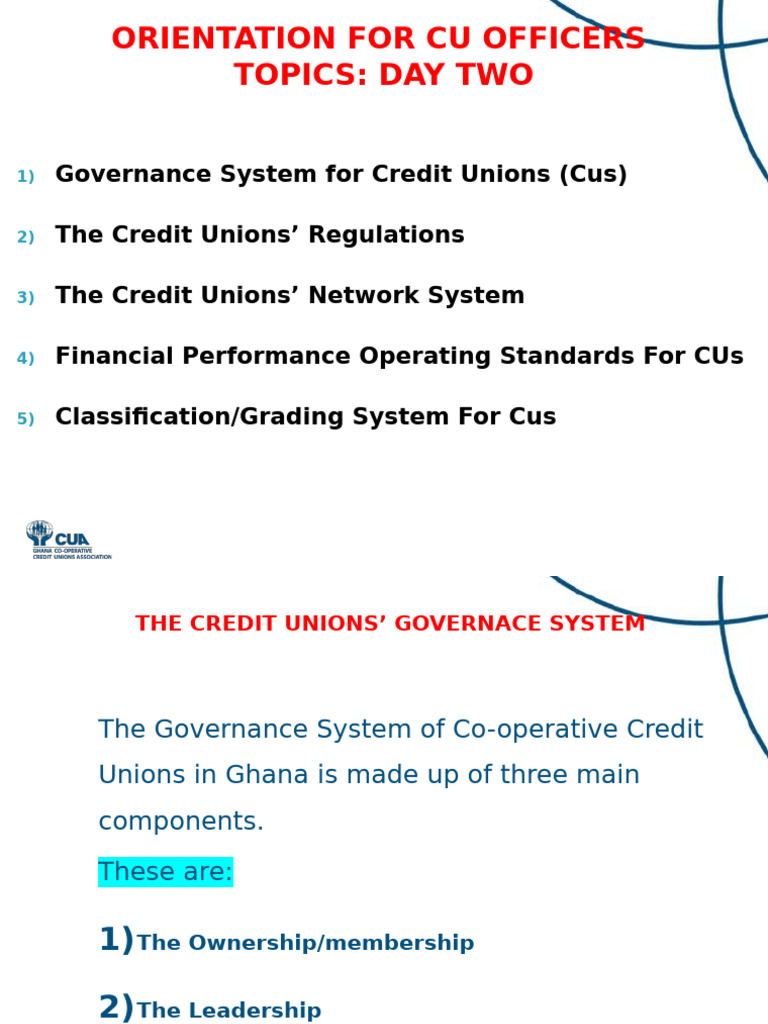 Presentation - Orientation For Cu Officers - Governance, Regulations Etc | PDF | Balance Sheet ...