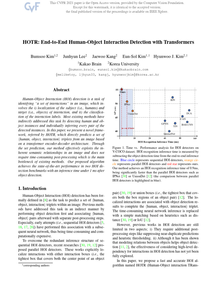 Kim HOTR End-to-End Human-Object Interaction Detection With Transformers CVPR 2021 Paper | PDF ...