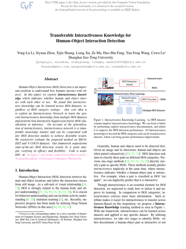Li Transferable Interactiveness Knowledge For Human-Object Interaction Detection CVPR 2019 Paper ...