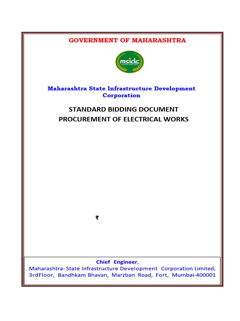 MSIDC Electrical Works Tender Notice | PDF | Joint Venture ...