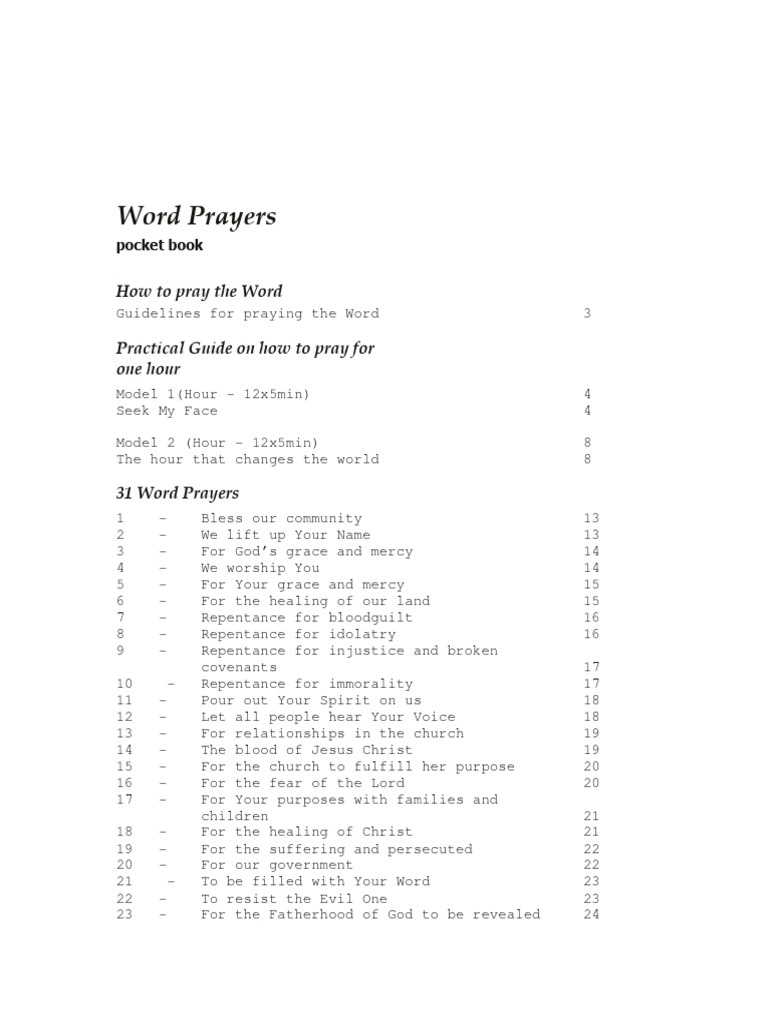Word Prayers Pocketbook | PDF | Prayer | Mercy