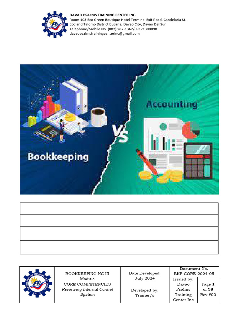 CBLM Bookkeeping NC III Reviewing Internal Control System | PDF ...