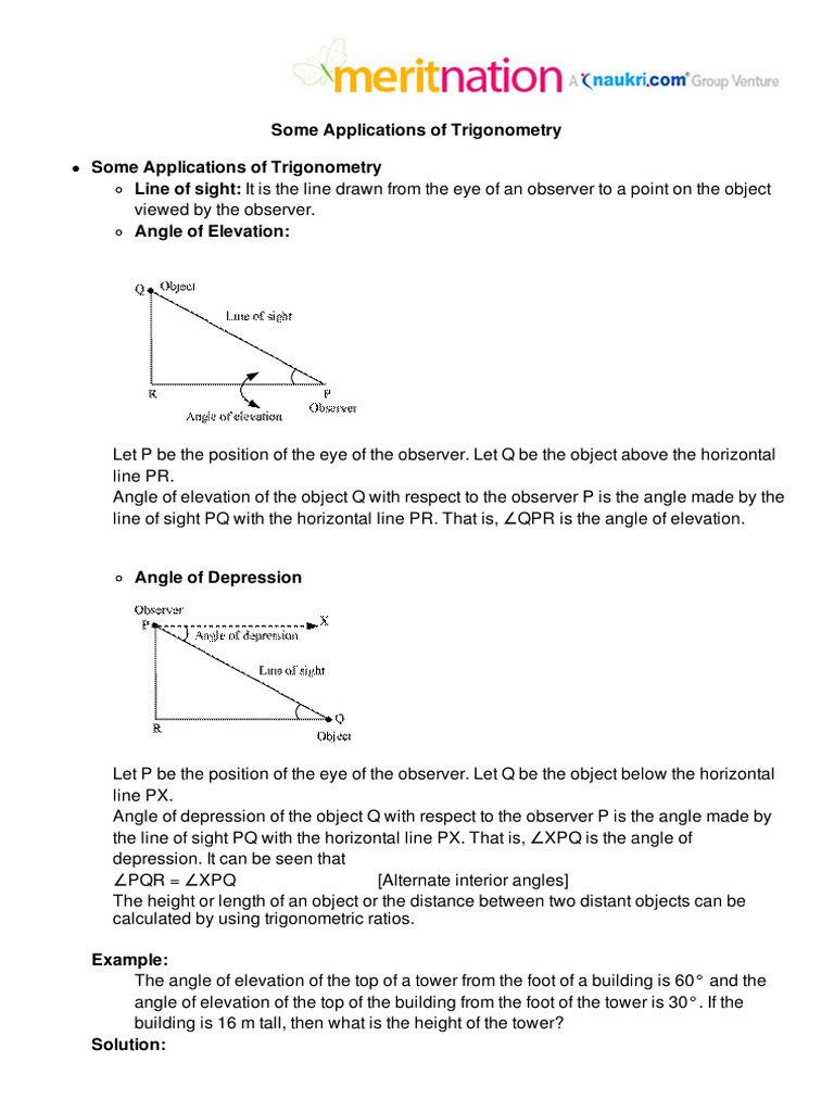 Some Applications of Trigonometry | PDF