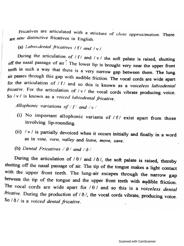Fricative Fricative Consonants | PDF