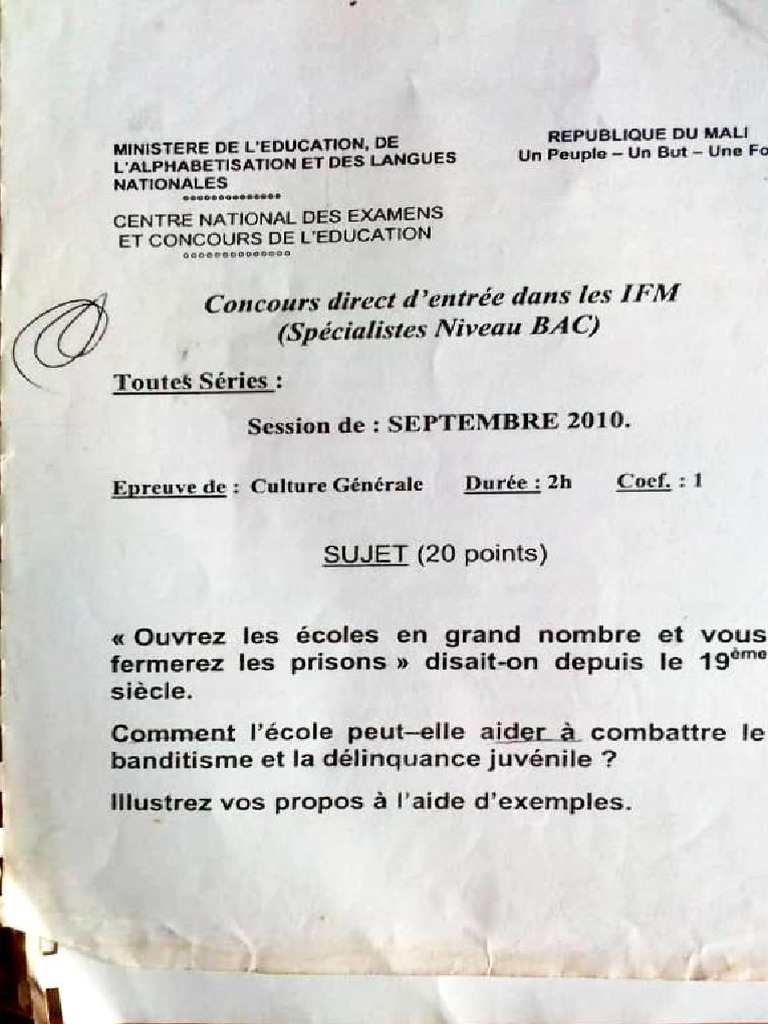 Sujets Concours IFM | PDF