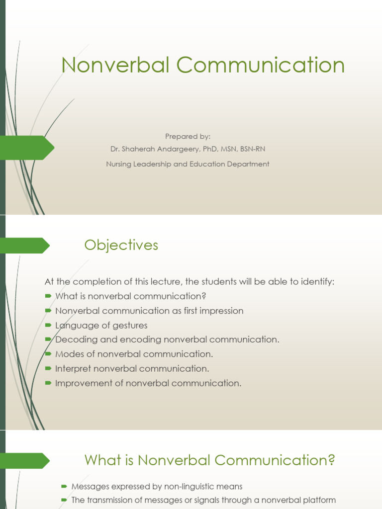 Lecture 4 Nonverbal Communication | PDF | Nonverbal Communication ...