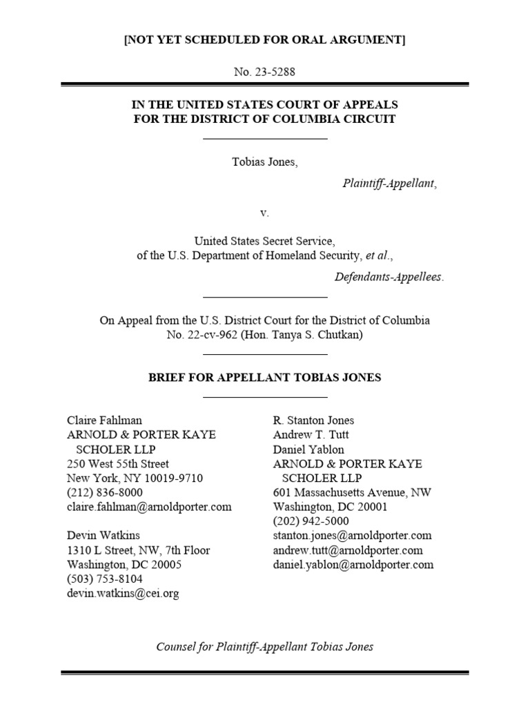 Tobias Jones Opening Brief | PDF | Bivens V. Six Unknown Named Agents ...