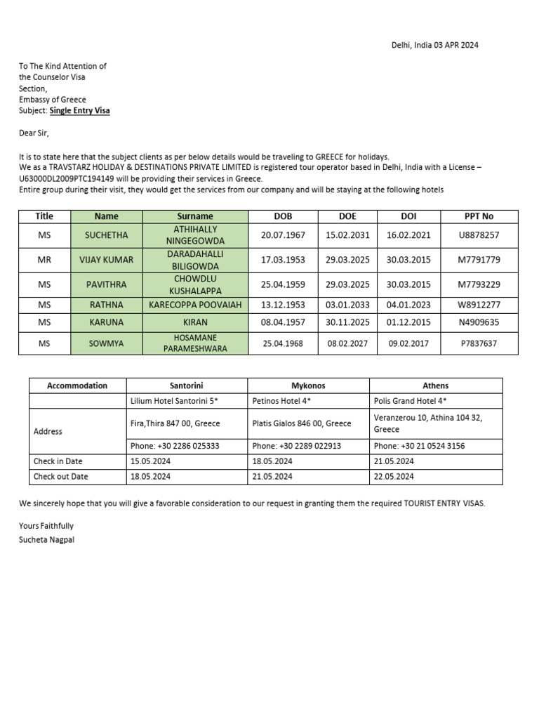 VISA LETTER X 6 Pax | PDF | Immigration Law | Tourism