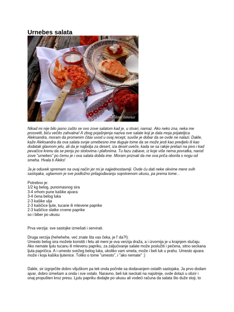 Urnebes Salata | PDF