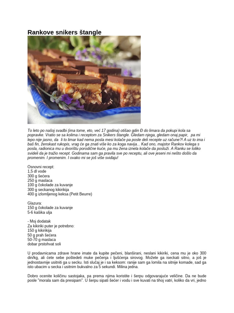 Rankove Snikers Štangle | PDF