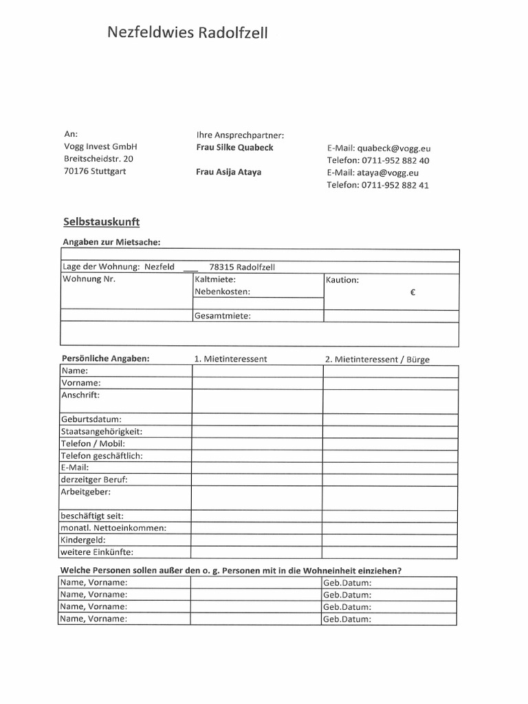 Selbstauskunft | PDF