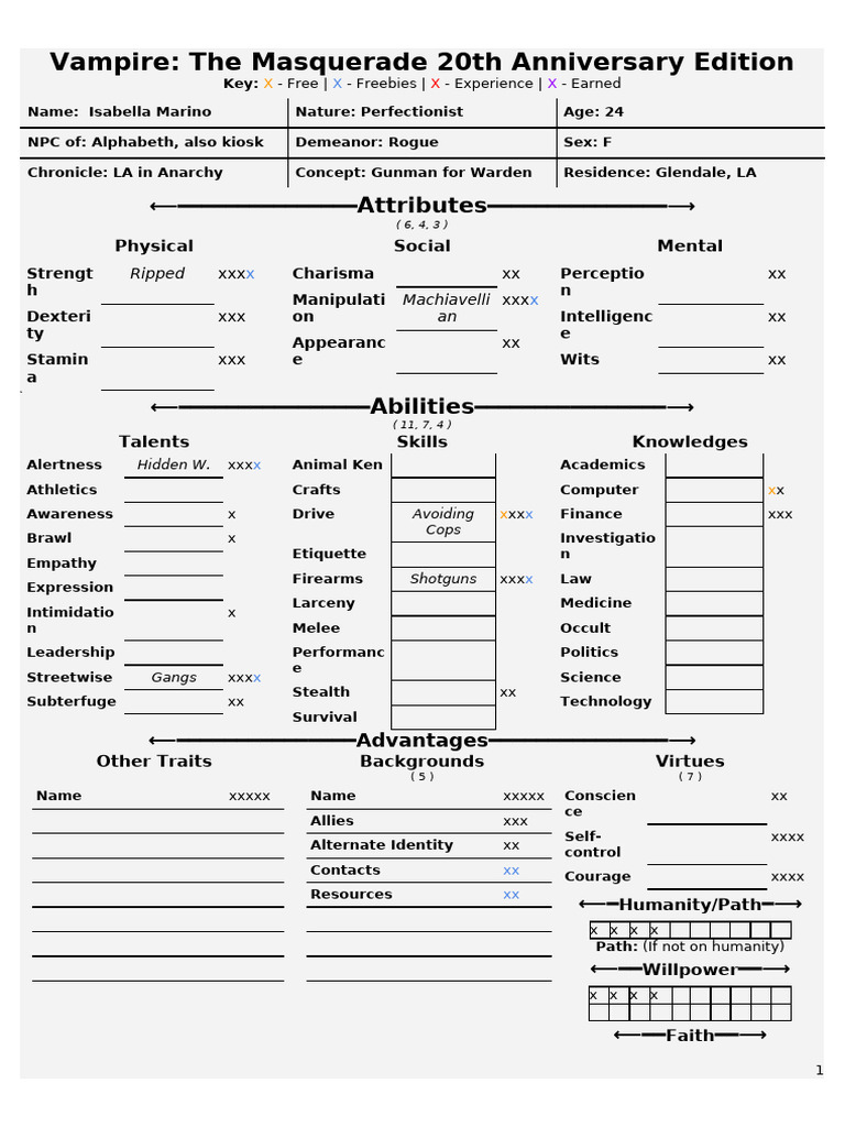 Isabella Marino V20 Human Sheet - 2021 | PDF