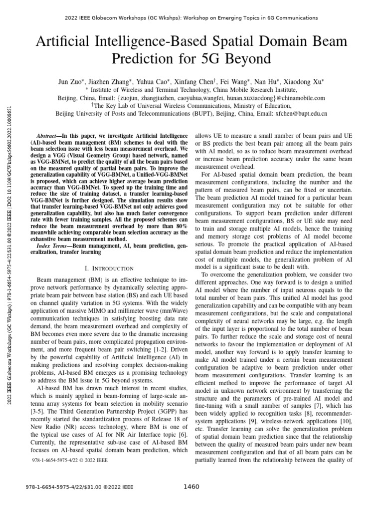 Artificial Intelligence-Based Spatial Domain Beam Prediction For 5G Beyond | PDF | Artificial ...