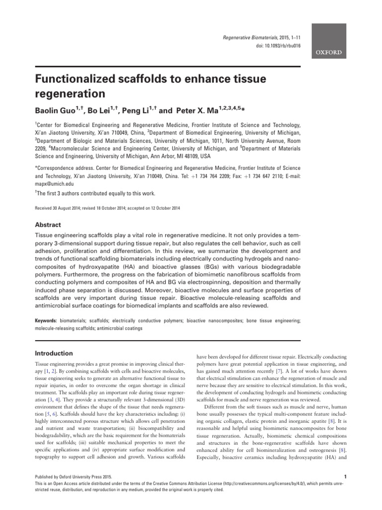 Functional Scaffolding | PDF | Tissue Engineering | Biomaterial