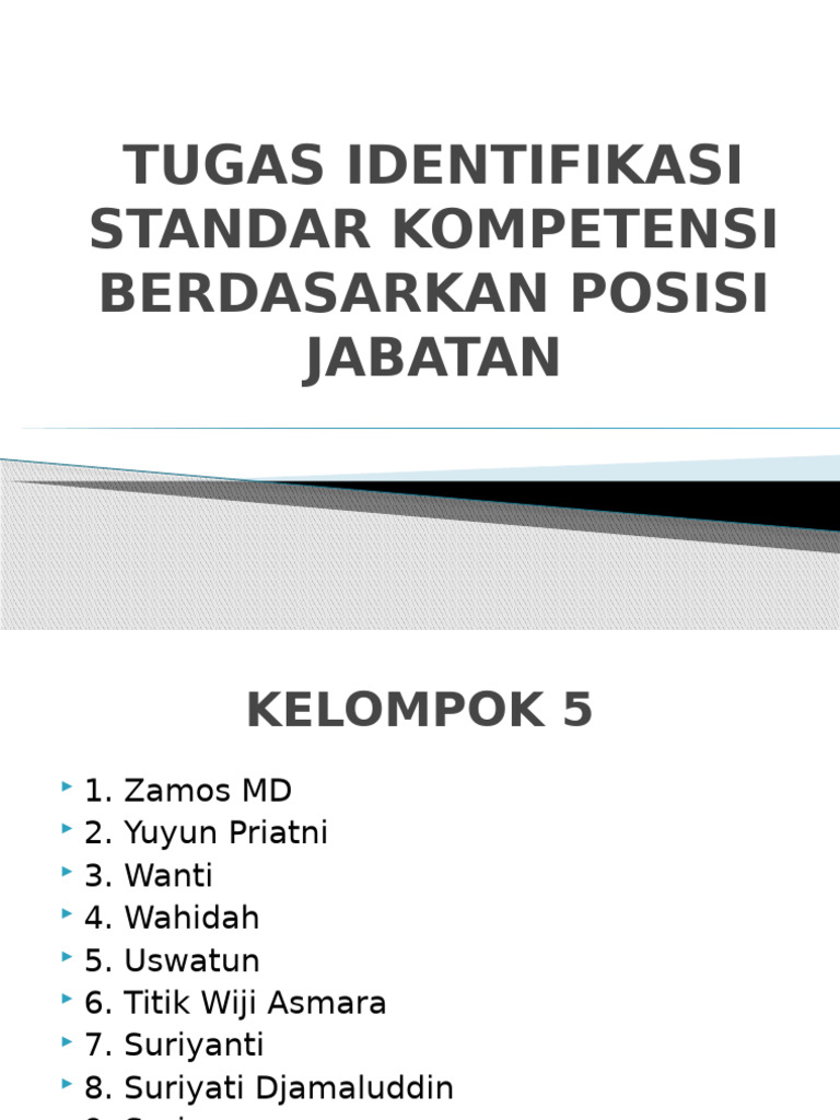 Kelompok 5 - Tugas Identifikasi Standar Kompetensi Berdasarkan Posisi Jabatan | PDF